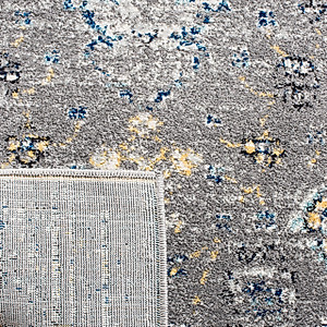 SAFAVIEH Evoke Collection 8' x 10' Dark Grey / Yellow EVK224G Boho Oriental Non-Shedding Living Room Bedroom Dining Home Office Area Rug