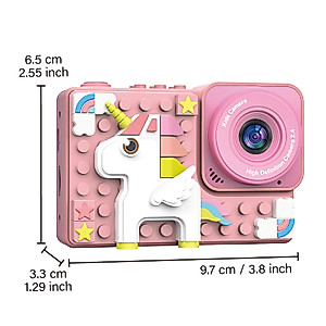 Kids Unicorn Camera Toys for Grils Boys: Kizeefun Mini HD Selfie Video Digital Camera for 3-12 Year Old Children, Christmas Birthday Gifts for 3 4 5 6 7 8 9 Baby Toddler