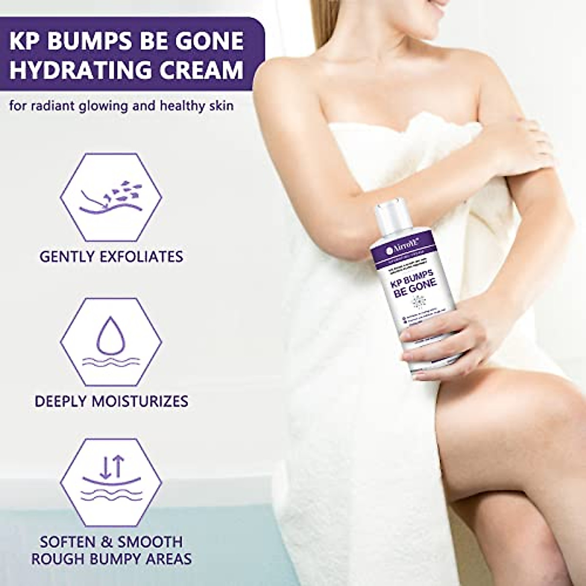 AirroYE Kp Bump Eraser, Keratosis Pilaris, KP Bumps Be Gone Hydrating Cream, Moisturizing Cream For Rough and Bumpy Dry Skin For Body, 4 Oz