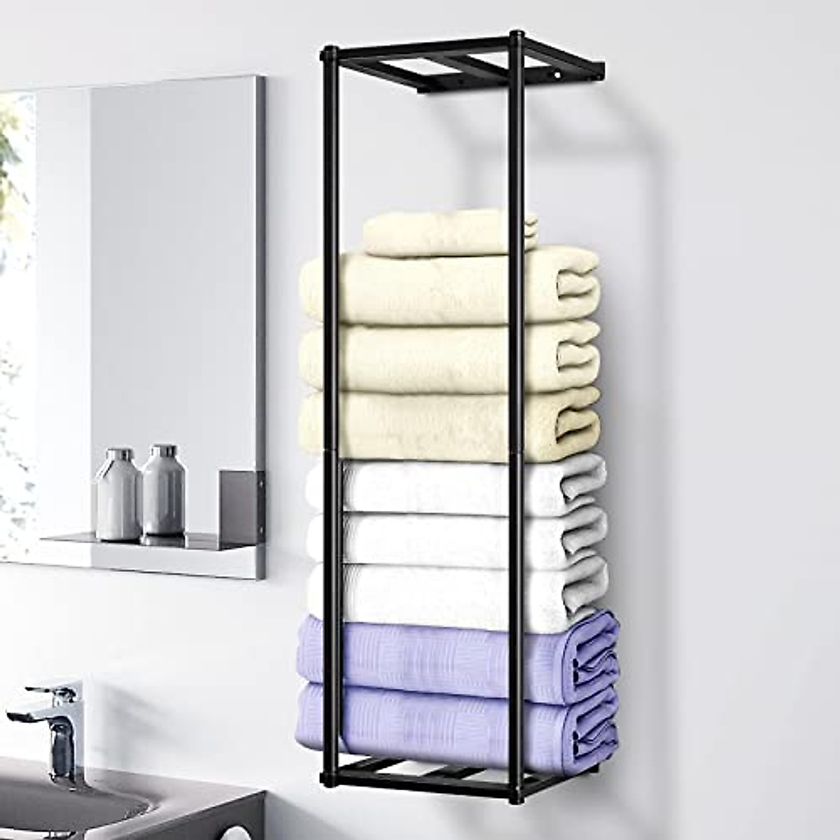 28" Wall Towel Rack for Bathroom Towel Rack Wall Mounted Towel Holder for Rolled Bath Towels,New Upgrade 3 Bars Towel Rack