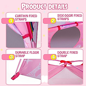 MountRhino Kids Play Tent 48”x48”x42” Pink Unicorn Princess Playhouse Tent for Kids Indoor Outdoor Children Dome Tent for Girls Boys Camping Playground Perfect Kid’s Gift