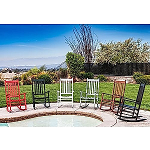 MEZHI Gray Round Wooden Rocking Chair, Porch Rocker (Black)