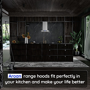 AROAN 30 inch Wall Mount Glass Range Hood, Stainless Steel Kitchen Chimney Vent Hood with 780 CFM & Four-Speed Touch Panel, 2pcs Adjustable LED, Tempered Glass Visor (PA03-30)