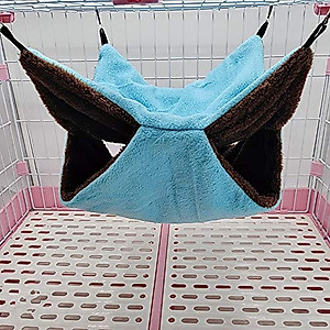 Keersi Bird Nest Double Layer Hanging Hammock Bed Toy for Parrot Parakeet Cockatiel Conure Cockatoo African Grey Amazon Lovebird Finch Budgie Hamster Rat Gerbils Chinchilla Cage Perch (Blue)