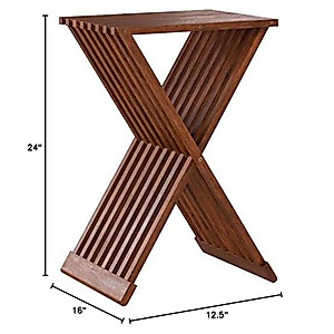Bare Decor Leaf Folding Counterstool in Solid Teak Wood 24" high,Brown
