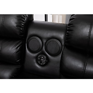 Recliner Sectional Sofa Couches with LED Light for Living Room Home Theater with Cup Holders Console Table Storage