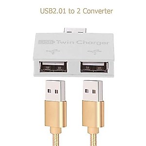 Lysee Data Cables - USB 2.0 2 Port USB Hub Splitter Adapter for Notebook Tablet Computer PC Peripherals Super Speed USB Hub - (Color: White)