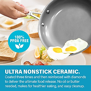 Gotham Steel Aqua Blue Nonstick Frying Pan Set, 2 Piece Non Stick Skillet Set, 8.5” & 9.5” Ceramic Nonstick Frying Pans for Cooking, Cooking Pans with Stay Cool Handles - Dishwasher Safe, Oven Safe