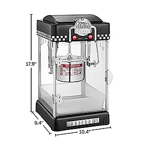 Great Northern Popcorn 6072 Great Northern Black Little Bambino Table Top Retro Machine Popcorn Popper, 2.5oz (295717MBZ)