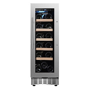 EQUATOR 18 bottle Built-in/Freestanding Wine Ref with 7 color LED Lights (Stainless)