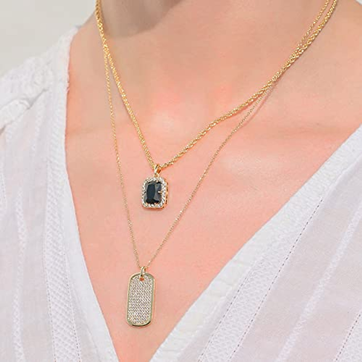 Dog Tag Necklace for Women Gold Medallion Necklace Gold Pendant Necklace Gold Layered Necklace for Women Layering Necklace Dainty Necklace Diamond Necklace
