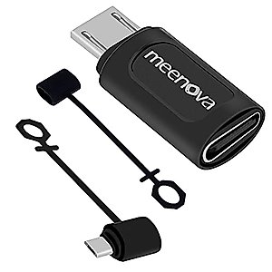 [2 pack]Meenova USB-C Female to MicroUSB Male Charging Adapter, Rubber Holder Silicone Case Compatible with Power Bank, Bluetooth,Type-C Device, Samsung S6 Edge, Note5, google Nexus10, eMarker PD Cord