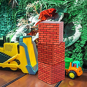 Outus 6 Pieces Video Game Brick Boxes 11.8 x 11.8 Inch Red Brick Cardboard Blocks Easter Mystery Boxes Props Brick Comic Theme Party Favor Supplies Video Game Party Decorations