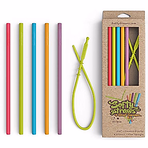 Silicone Straws - Slender Size BPA Free Non-Rubber Silicon Reusable Drinking Straws for Stainless Steel 20 oz Yeti Tumbler - Flexible, Chewy, Bendy & Safe for Kids/Toddlers