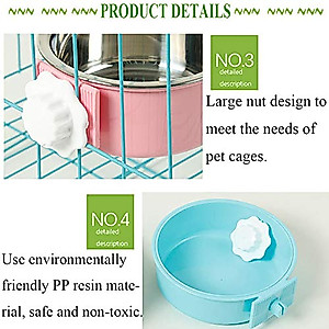 kathson Crate Dog Bowl, Removable Stainless Steel Hanging Pet Cage Bowl Food & Water Feeder Coop Cup for Cat, Puppy, Birds, Rats, Guinea Pigs 2pcs(Blue,Green)