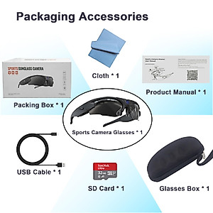 RERBO Camera Sunglasses, WiFi Video Glasses HD 1080P with Polarized UV 400 Lens for Cycling, Camping, Driving,Traveling(Include 32GB Card)