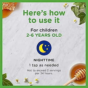 Zarbee's Kids Cough + Mucus Nighttime for Children 2-6 with Dark Honey, Ivy Leaf, Zinc & Elderberry, 1 Pediatrician Recommended, Drug & Alcohol-Free, Mixed Berry Flavor, 4FL Oz