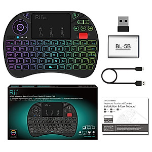 Rii X8 Mini Keyboard,2.4GHz Portable Wireless Keyboard with Touchpad Mouse,RGB Backlit,Rechargeable Battery for Android TV Box/Mac/PC/Nvidia Shield