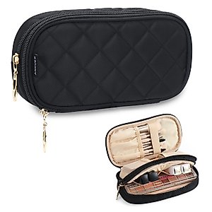 ANKUER Travel Makeup Bag for Women: Small Cosmetic Bag Organizer Cosmetic Case Pouch for Girls (Black)
