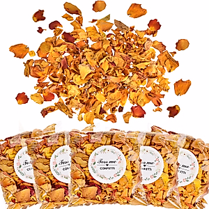 20 Pack Biodegradable Confetti, Dried Flower Petals,Biodegradable Flower Petals,Wedding Send-Off Ideas for Wedding Proposal Party Valentine's Day Decor Flower Girls (Yellow Red Rose)