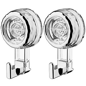 Suction Cup Hooks for Shower, Heavy Duty Hanging Shower Hooks Bathroom Towel Hooks, Suction Hanger Wall Hooks for Bathroom Kitchen for Glass Window, Clear White and Silver