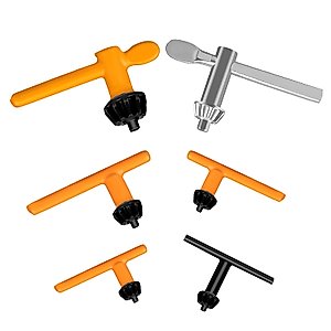 Hakkin 6 Sizes Drill Chuck Key Wrench, 3/4" 5/8" 1/2" 3/8" 1/4" 5/32" Carbon Steel Heavy Duty Thumb Handle Chuck Key, Replacement Drill Chuck Key Wrench, Electric Drill Clamping Tool