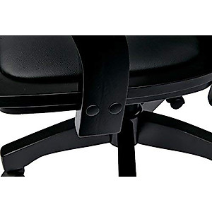 OSP Home Furnishings Deluxe Wood Banker's Desk Chair with Padded Seat, Adjustable Height and Locking Tilt, Black Finish and Black Vinyl