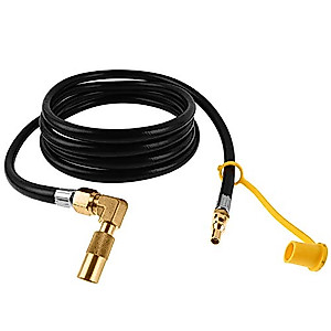 bbq777 Propane Elbow Adapter Fitting with Extension Hose 12Ft RV Quick-Connect Kit for Blackstone 17"/22" Griddle, Royal Gourmet, Pit Boss, Portable Fire Pit