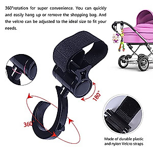 8pcs Stroller Hook Stroller Bag Hook 2 Kinds Mommy Buggy Clips Black 360 Degree Rotating Pram Shopping Hooks Stroller Hanger Hook for Diaper Bag Pushchair Stroller Purse Groceries