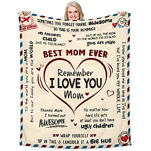 GEEMBI Gifts for Mom - Christmas, Mothers Day, Valentines Day, Birthday Gift for Mom from Daughter Son, Present for Mom, Unique Mom Gifts, Pregnant, Expecting New Mom Gifts - Throw Blanket 50x60