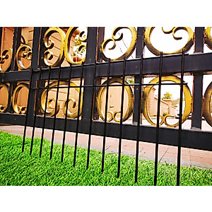 Adavin Animal Barrier Fence, 10 Pack 20in(L)X12in(H) No Dig Black Garden Fencing, Underground Pet Dog Rabbits Fences Panel, Galvanized Steel Stakes 1.6in Spike Spacing,Outdoor Yard Patio.Total 17Ft(L)