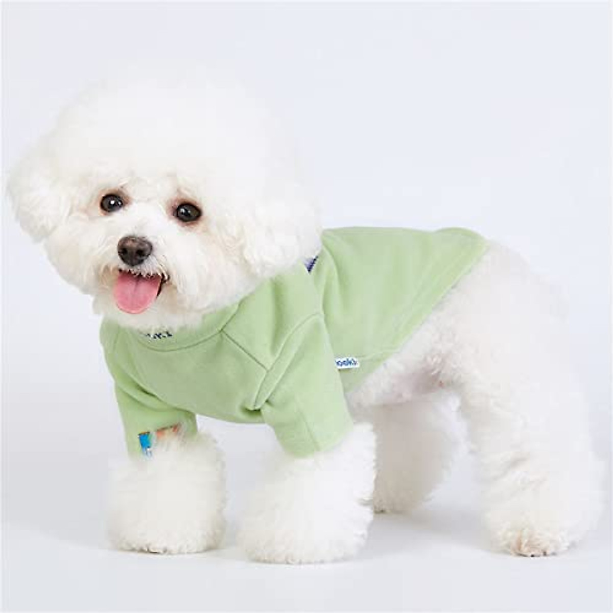 Cute Dog Sweatshirt Heart-Shaped T-Shirt Soft Solid Color Turtleneck Clothes Pet Puppy Pullover Cat Warm Costume (FB1,Green)
