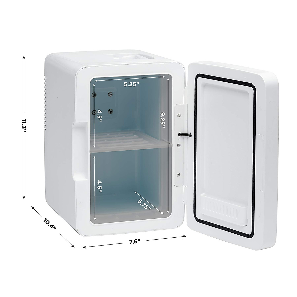 Chefman - Iceman Mirrored Beauty Fridge With LED Lighting, 6L Portable White Mini Refrigerator, Skin Care, Makeup Storage, Chill Cosmetics & Face Masks, Small For Desktop Or Travel, Cool & Heat