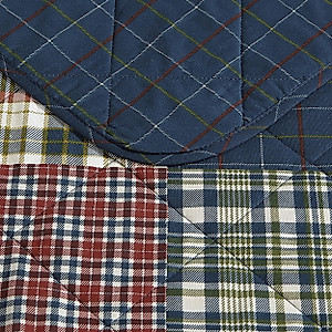 Eddie Bauer - King Quilt Set, Cotton Reversible Bedding with Matching Shams, Lightweight Home Decor for All Seasons (Madrona Navy/Red, King)