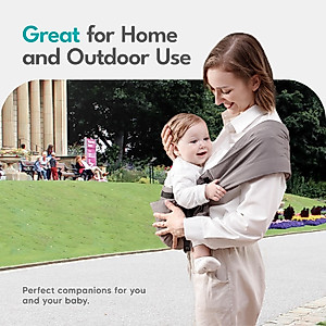 HOMEAL Baby Sling Carrier - Newborn to Toddler, Adjustable Hand-Free Sling for 7-40 lbs, Grey
