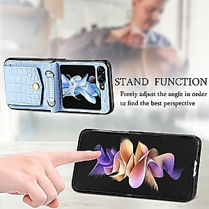 phone protective flip case 2 in 1 Wallet Case Compatible with Samsung Galaxy Z Flip 5 Wallet Case with Card Holder ,PU Leather Protective Flip Phone Cover Fashion Crossbody Strap Phone Case Protective