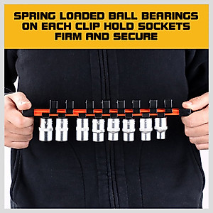 HORUSDY 3PC Double Sided Socket Organizer, 1/4-Inch, 3/8-Inch, 1/2-Inch, Premium Quality Socket Holders