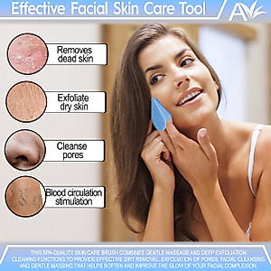 Avilana Silicone Face Scrubber- Dual Sided Manual Facial Cleansing Brush -Face Scrubber and Exfoliator- Deep Cleansing for All Skin Type (Lavender)