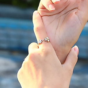 925-Sterling-Silver Honeycomb Bumble Bee Ring - I Love You Adjustable Gold Honey Bee Rings with Enamel CZ Cute Animal Beehive Nature Jewelry Gifts for Women (Honeycomb Bee Ring)