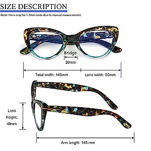 DXYXYO 3 Pack Cat Eye Reading Glasses for Women Fashion Blue Light Blocking Thick Frame Computer Readers 1.5+