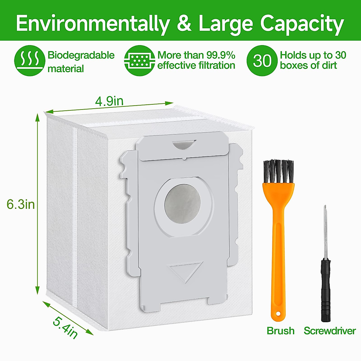 VBN 12 Pack Replacement Roomba Vacuum Bags, Compatible with iRobot Roomba i7, i7+, i3, i3+, i1+, i4, i4+, i6, i6+, i8, i8+, j7, j7+, s9, s9+ Plus, i & s & j Series Automatic Dirt Disposal Bags