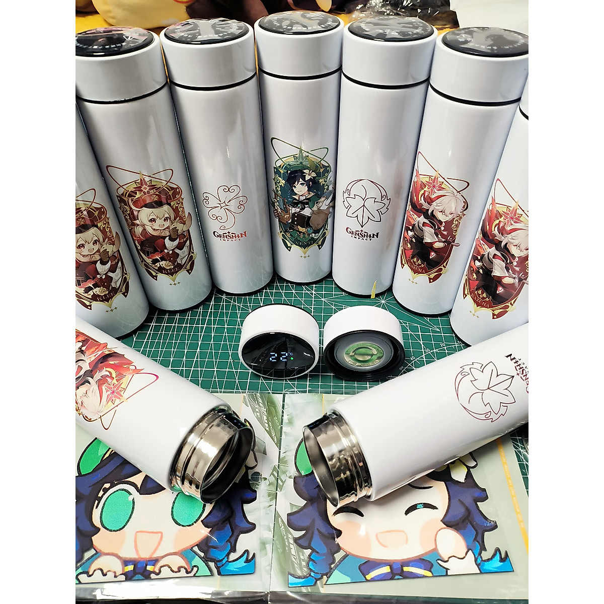 Xiao Thermos Water Bottle, Genshin Impact Sports Cute Insulated Beverage Bottle for Home School Outdoor Travel