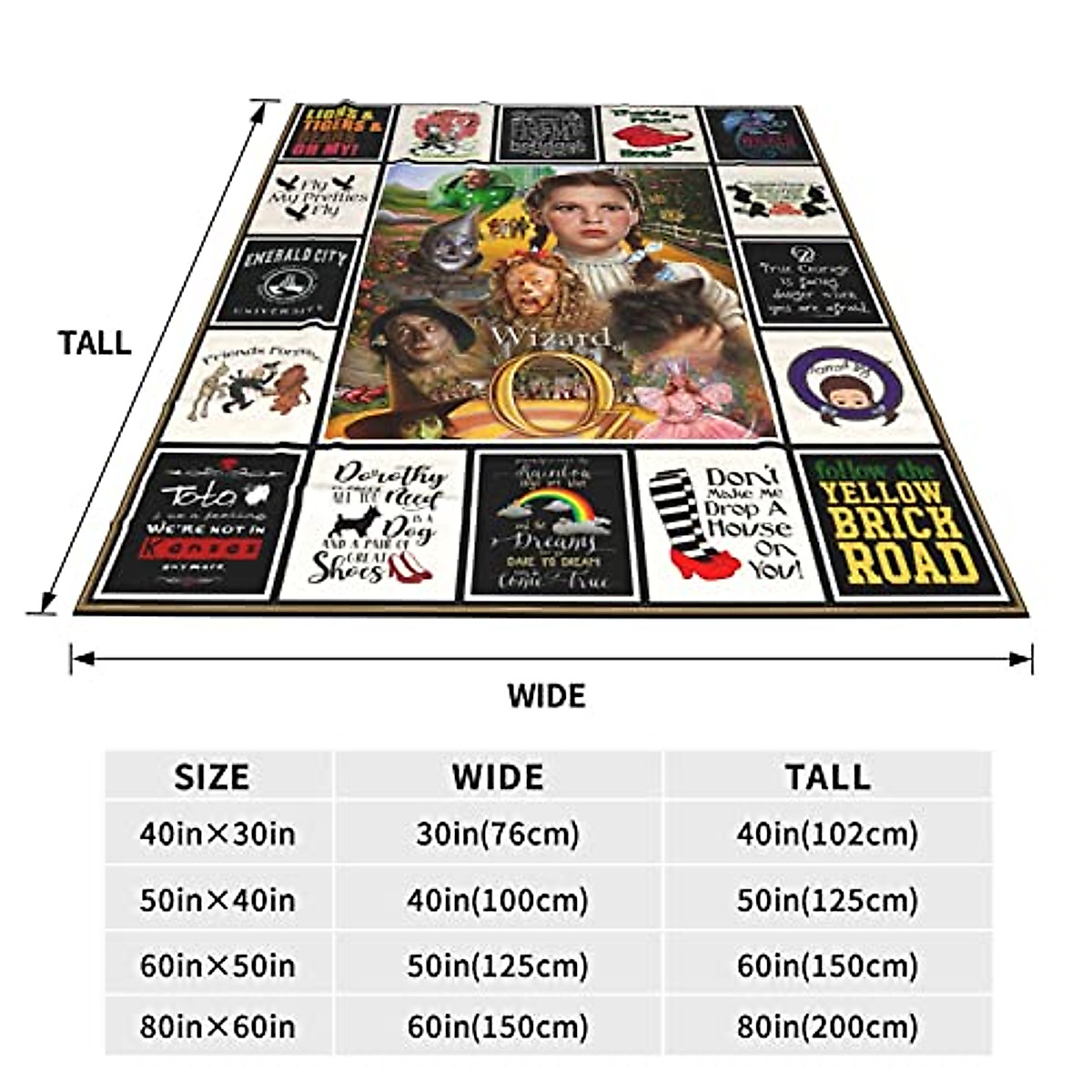 Cartoon of oz Throw Blanket 50"X40" Ultra-Soft Anti-Pilling Flannel for Living,Couch,Chair,Sofa,Room Or Bed to Be Gift