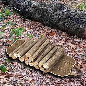 BHD Firewood Fireplace Carrier Logs Tote Holder 20 oz Waxed Canvas Sturdy Bag with Handles for Camping Indoor Outdoor Brown