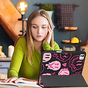 Cabreche Compatible with iPad Pro 13 Inch M4 Case 2024 with Pencil Holder TPU Back Case Auto Sleep/Wake Cover for Girls Women Men Cute Preppy Cool (PS12-Blue, Pro13 inch 2024)