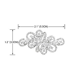 YOQUCOL White Cubic Zirconia Crystal Rhinestone Ribbon Shape Silver Tone Brooch Pin For Women Wedding Brides Jewelry