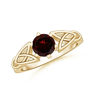 Angara Natural Garnet Solitaire Ring for Women in 14K Yellow Gold Size-6 (Grade-A | Size-6mm) | January Birthstone Jewelry Gift for Women | Birthday | Wedding | Anniversary | Engagement