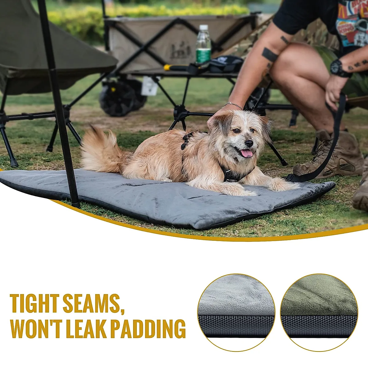 OneTigris Travel Dog Bed - Portable Waterproof Anti-Slip Dog Camping Bed, 3.6ft by 2.2ft Outdoor Indoor Mat Cushioned Plush Warm Puppy Mattresses