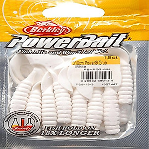 Berkley PowerBait Power Grubs Fishing Bait, White, Irresistible Scent & Flavor, Realistic Action, Bulky Body, Ideal for Bass, Walleye, Trout and More