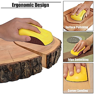 Yakamoz 2Pcs Hand Sanding Blocks, 5 Inch Hook Loop Sanding Block Foam Hand Sander Backing Pads for 5 Inch Hook and Loop Sanding Discs Sandpapers